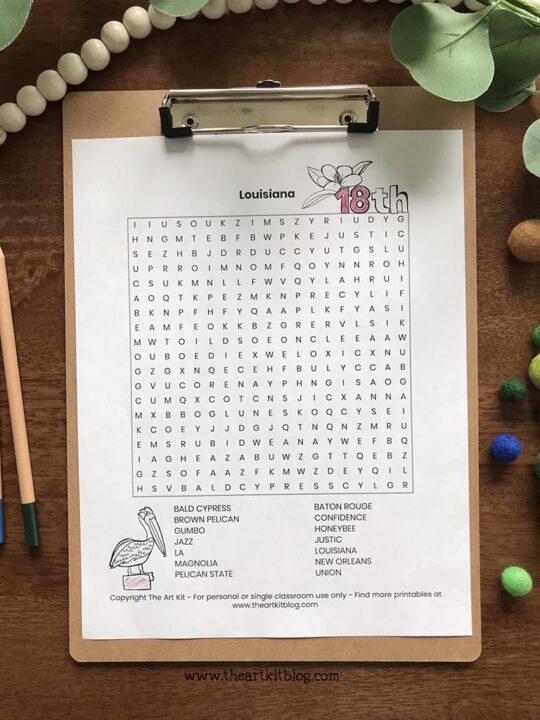 Louisiana Word Search Coloring Page {FREE Printable Download!} - The ...