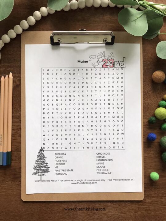 Maine Word Search Coloring Page {FREE Printable Download!} - The Art Kit
