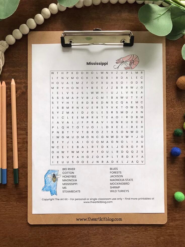 Mississippi Word Search Coloring Page {FREE Printable Download!} - The ...