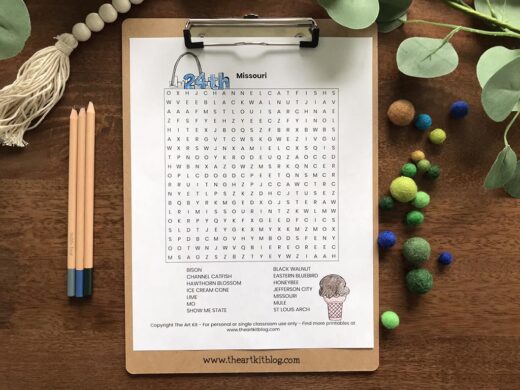 Missouri Word Search Coloring Page {FREE Printable Download!} - The Art Kit