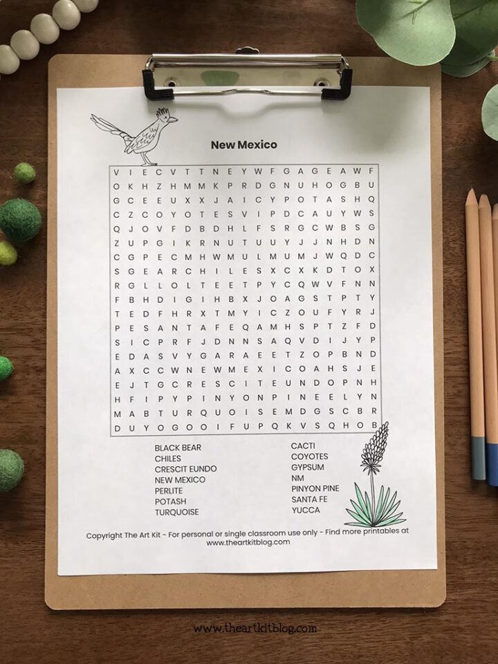 New Mexico Word Search Coloring Page {FREE Printable Download!} - The ...