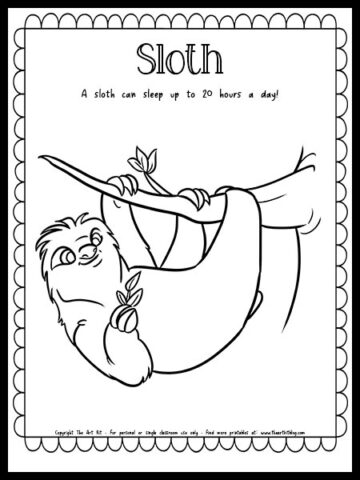 sloth fact coloring page the art kit copy - The Art Kit