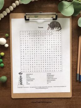 Texas Word Search Coloring Page {FREE Printable Download!} - The Art Kit