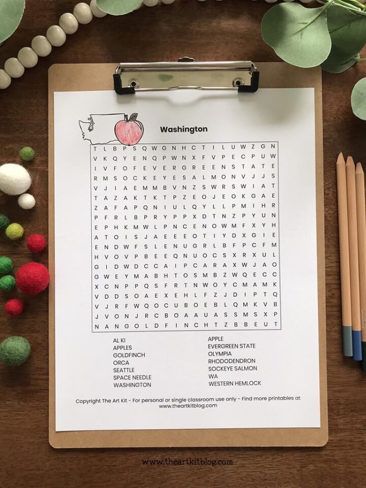 Washington Word Search Coloring Page {FREE Printable Download!} - The ...