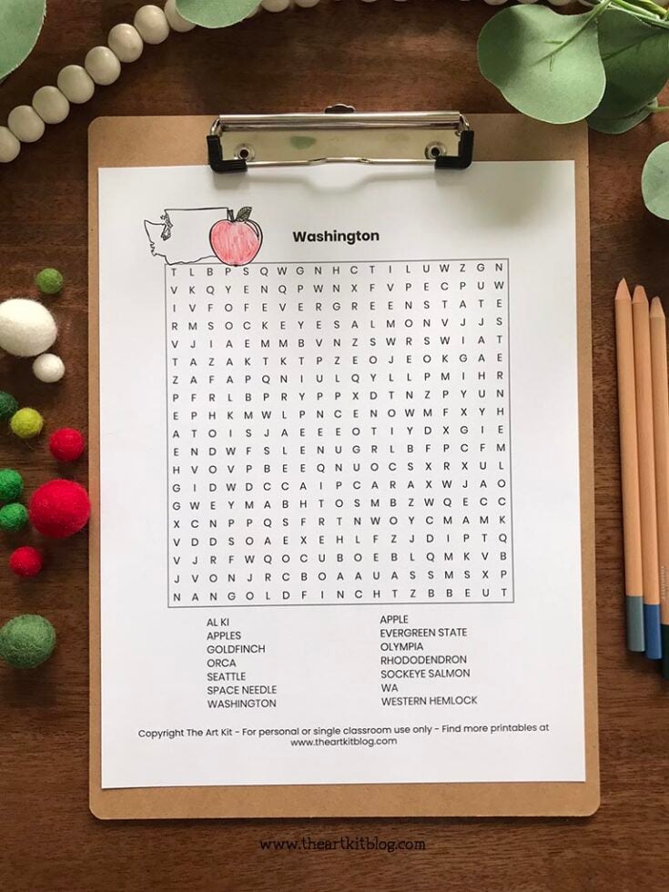 Washington Word Search Coloring Page {FREE Printable Download!} - The ...
