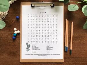 Wyoming Word Search Coloring Page {FREE Printable Download!} - The Art Kit