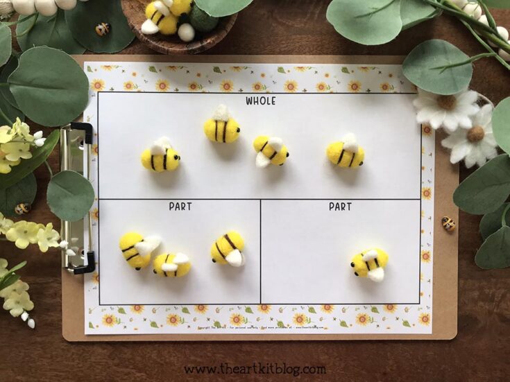 Part Part Whole Mat - Bee Themed {FREE PRINTABLE!} - The Art Kit