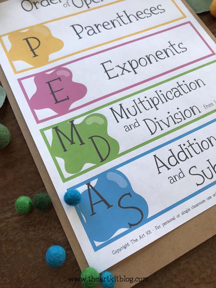 Order of Operations Printable Poster {FREE DOWNLOAD!} - The Art Kit