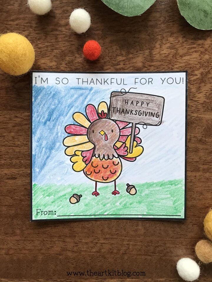 Mini Thanksgiving Cards to Color {FREE PRINTABLE} - The Art Kit