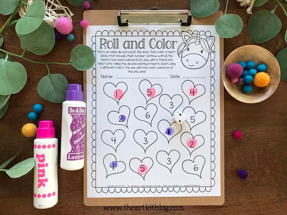 Roll and Color: Unicorn-Themed Dice Game {FREE PRINTABLE} - The Art Kit
