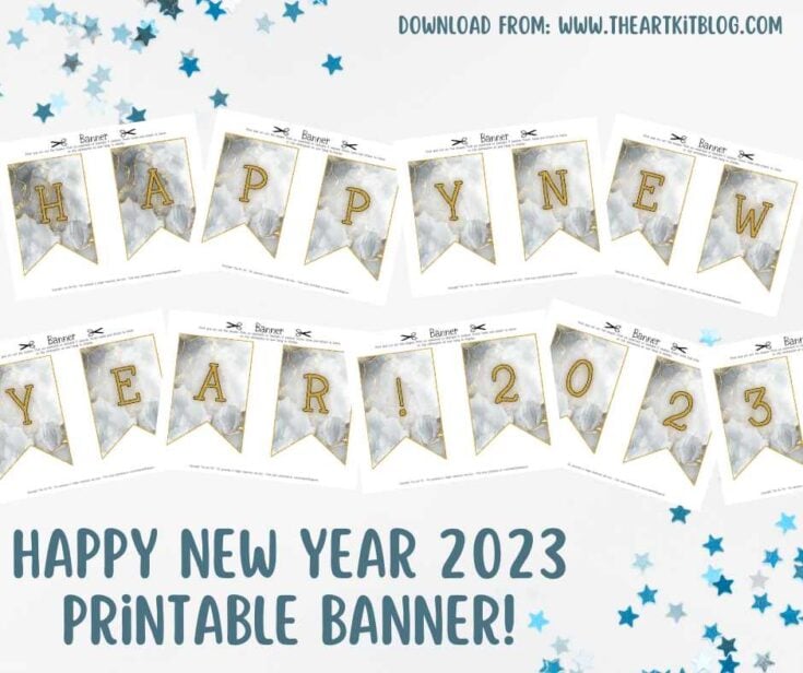 2023 Happy New Year Banner {FREE PRINTABLE !} - The Art Kit