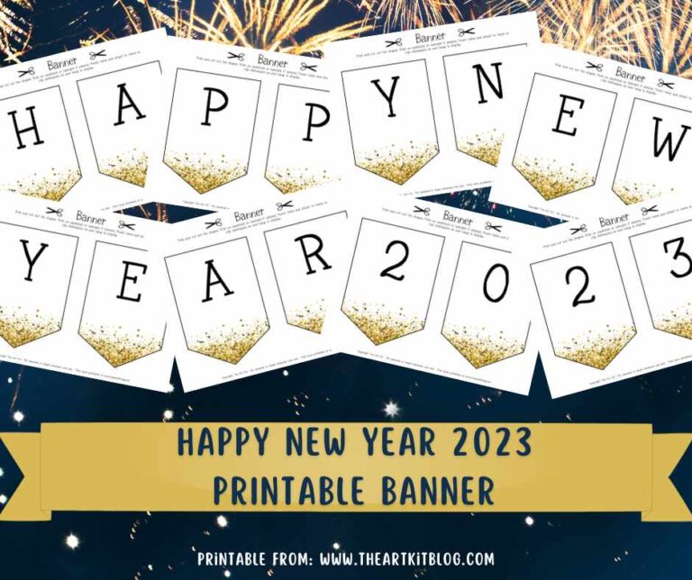 Happy New Year Banner for 2023 {FREE PRINTABLE!} – The Art Kit