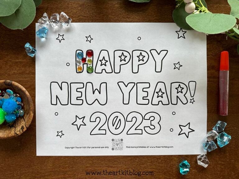 Happy New Year 2023 Coloring Page - The Art Kit