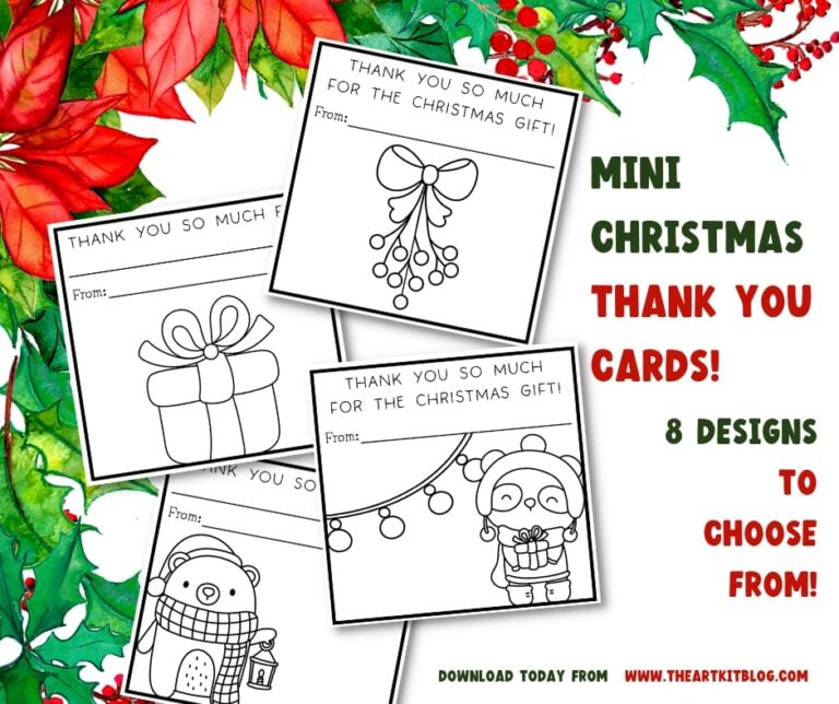 Mini Christmas Holiday Thank You Cards to Color {FREE PRINTABLE} - The ...