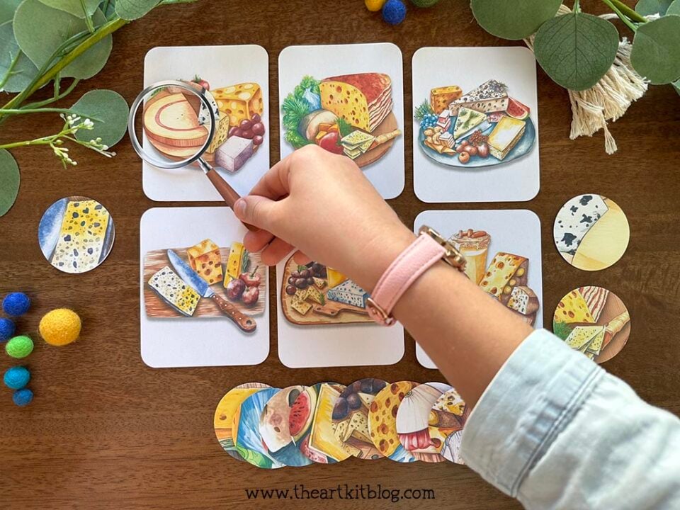 Cheese Board Match Game with Magnifying Glass {FREE PRINTABLE} - The ...