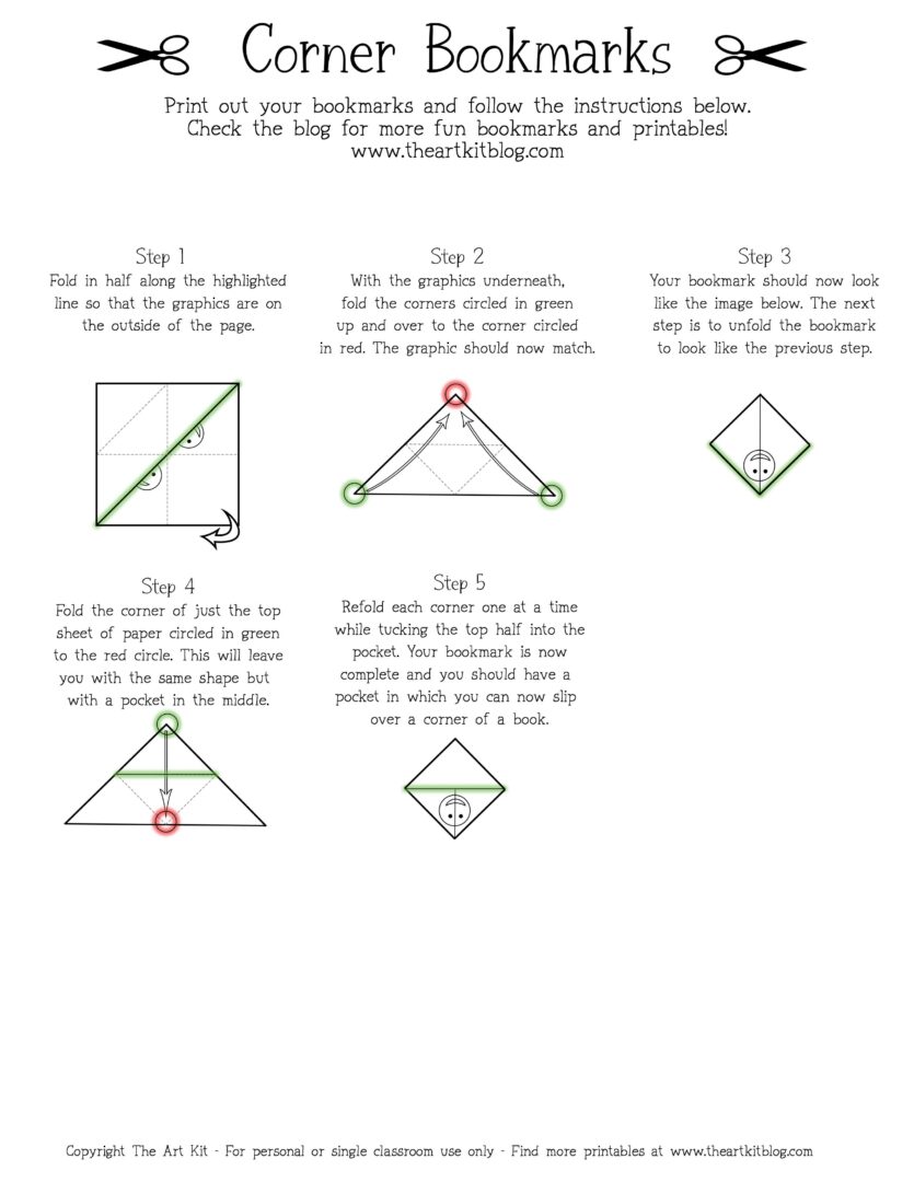 Corner Bookmark Origami with Crosses {FREE PRINTABLE!} - The Art Kit