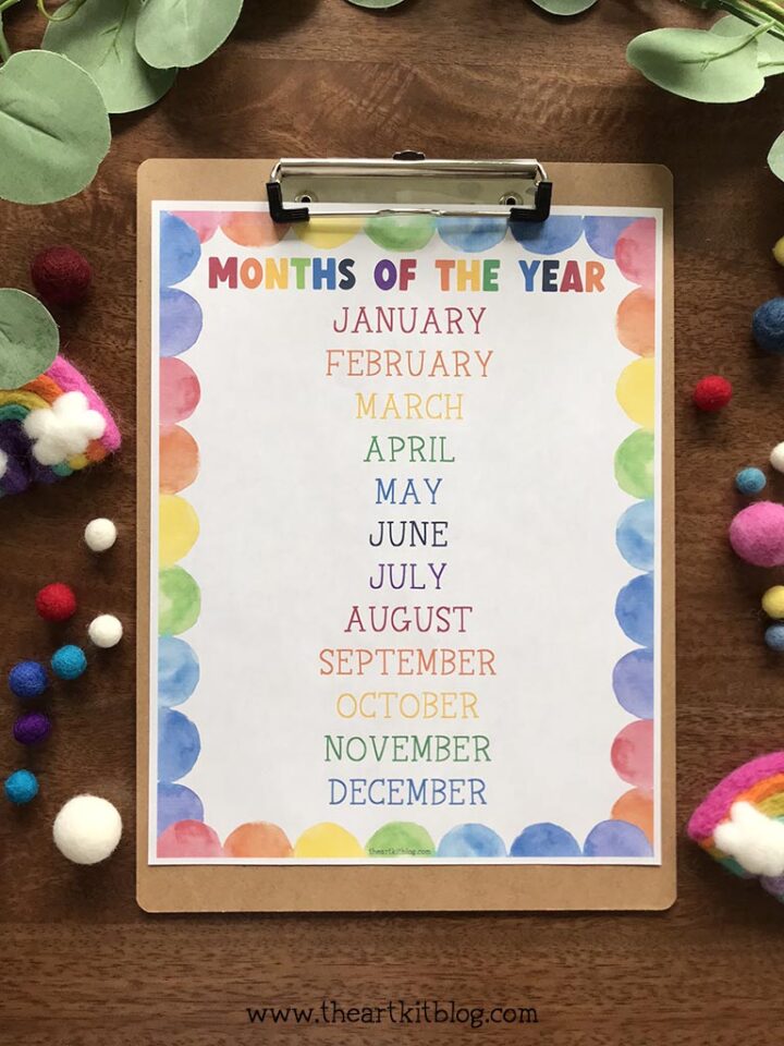Months of the Year Chart: Rainbow Style {FREE Printable Download ...