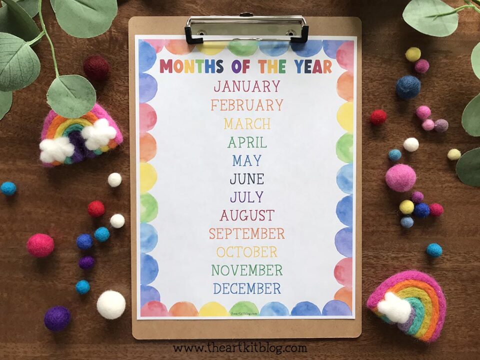 Months of the Year Chart: Rainbow Style {FREE Printable Download ...