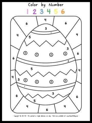 FREE Printable Easter Egg Color by Number Worksheets - The Art Kit