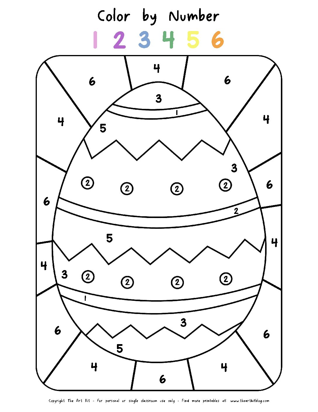 easter egg color by number coloring page the art kit 15 - The Art Kit