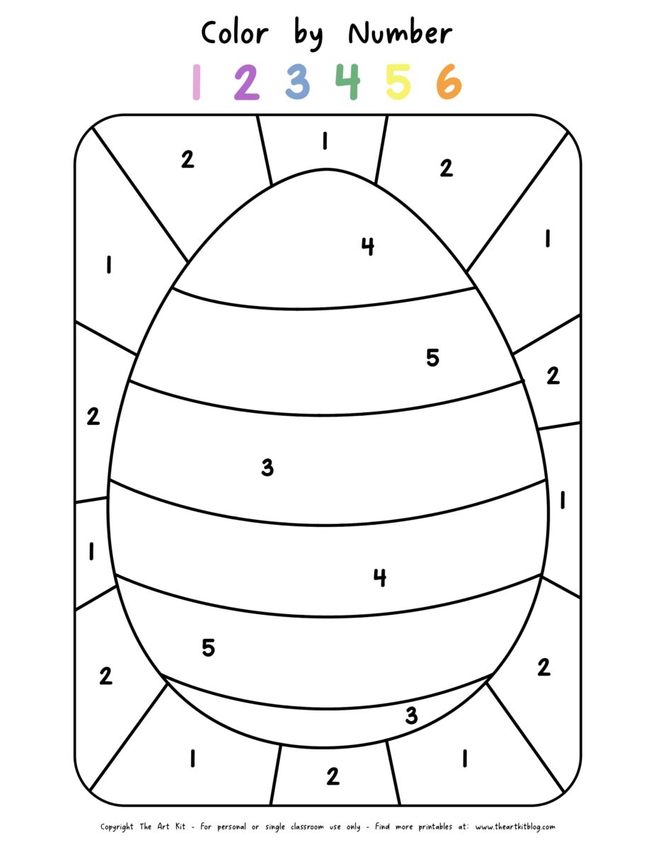 easter egg color by number coloring page the art kit 3 d - The Art Kit