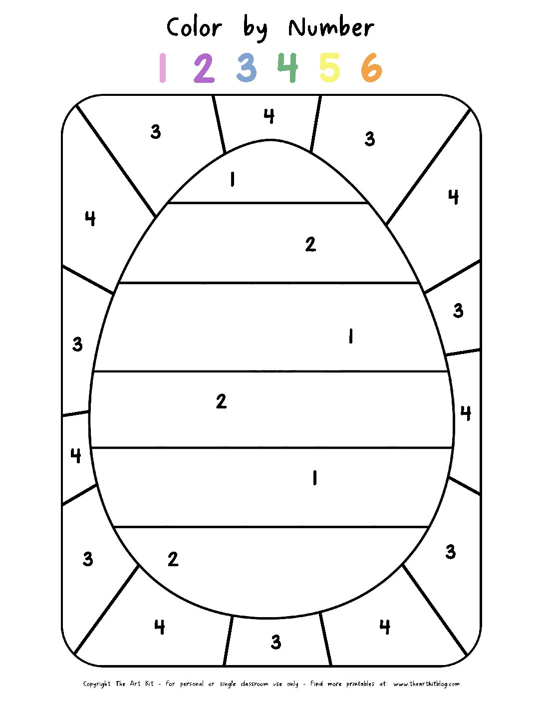 easter egg color by number coloring page the art kit 5 - The Art Kit