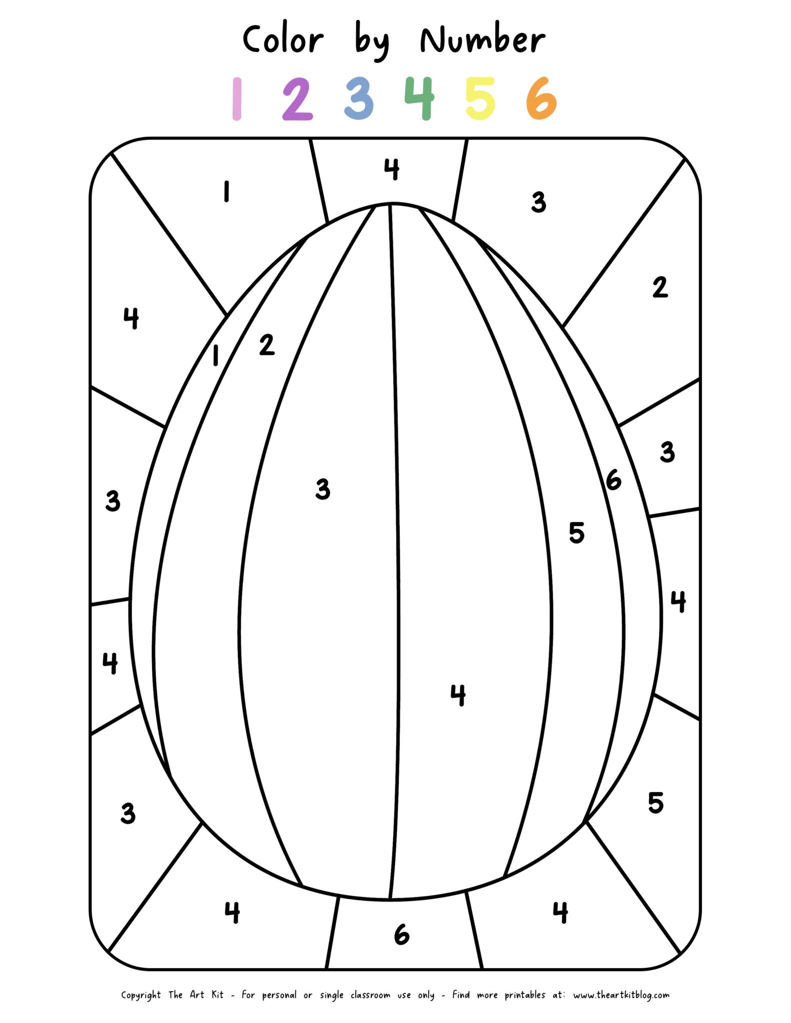 easter egg color by number coloring page the art kit 6 d - The Art Kit