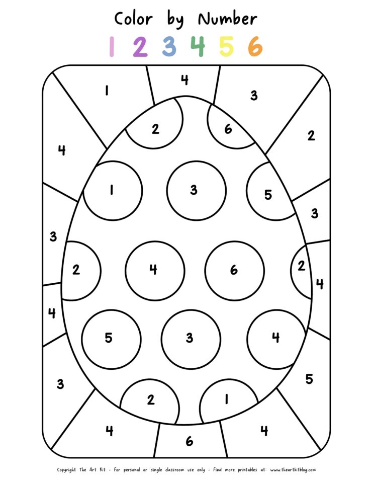 easter egg color by number coloring page the art kit 7 d - The Art Kit