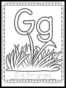 Letter G is for Grass FREE Spring Coloring Page - The Art Kit