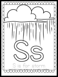 Letter S is for Storm FREE Spring Coloring Page - The Art Kit