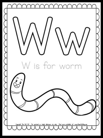 Letter W is for Worm FREE Spring Coloring Page - The Art Kit