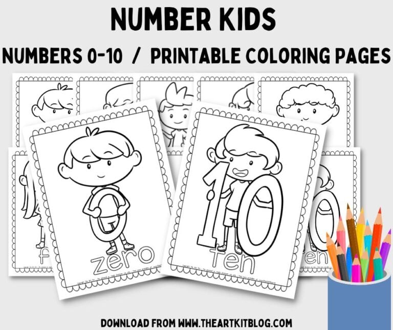 Numbers 0 to 10: Number Kids MINI Coloring Pages {FREE PRINTABLE} - The ...