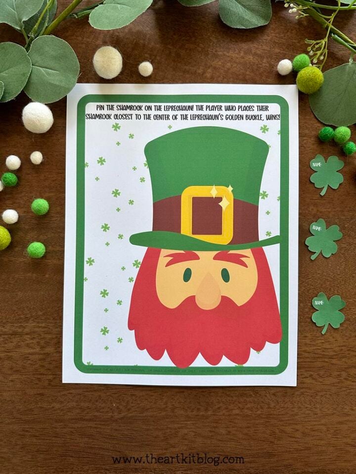 Pin the Shamrock on the Leprechaun Game - FREE PRINTABLE! - The Art Kit