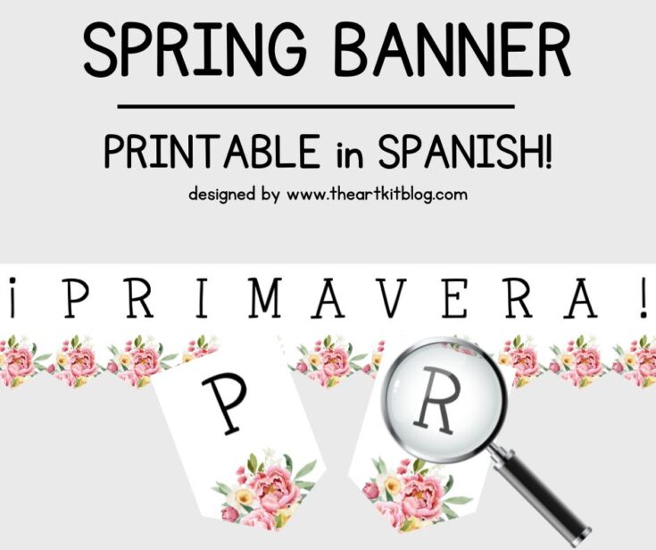 Spring Banner in Spanish PRIMAVERA with Watercolor Flowers {FREE ...