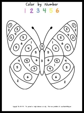 Color by Number Butterfly Coloring Page - FREE! - The Art Kit