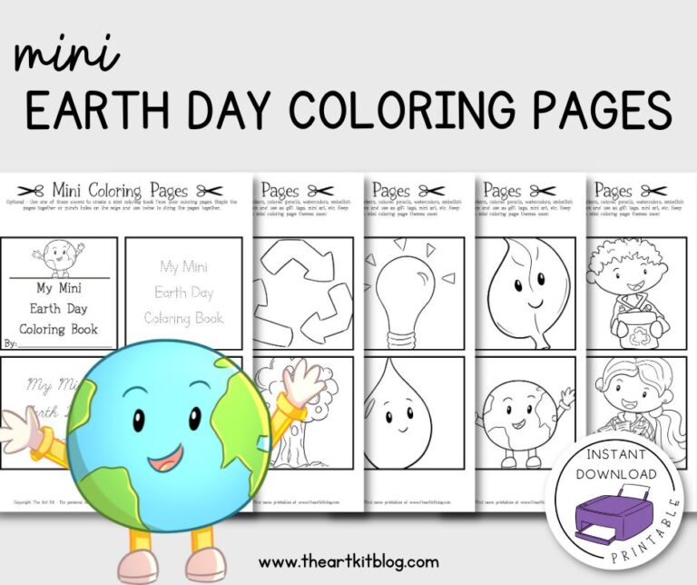Mini Earth Day Coloring Pages {FREE PRINTABLE DOWNLOAD} - The Art Kit