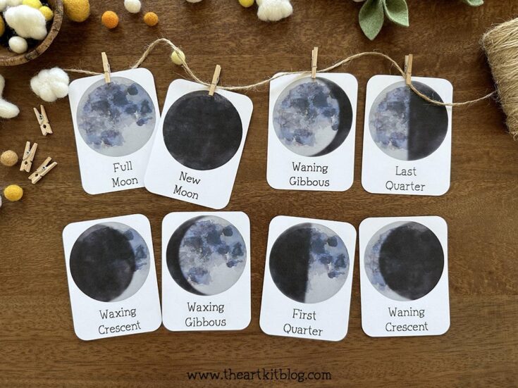 Moon Phases 3 Part Cards {FREE PRINTABLE DOWNLOAD} - The Art Kit