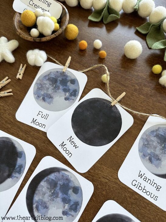 Moon Phases 3 Part Cards {FREE PRINTABLE DOWNLOAD} - The Art Kit