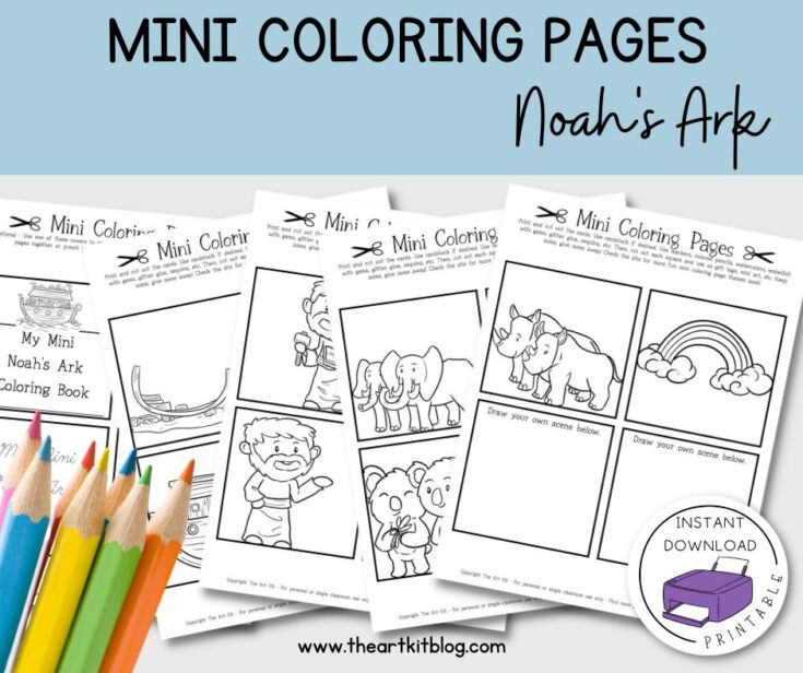 FREE! Mini Noah's Ark Coloring Pages - The Art Kit