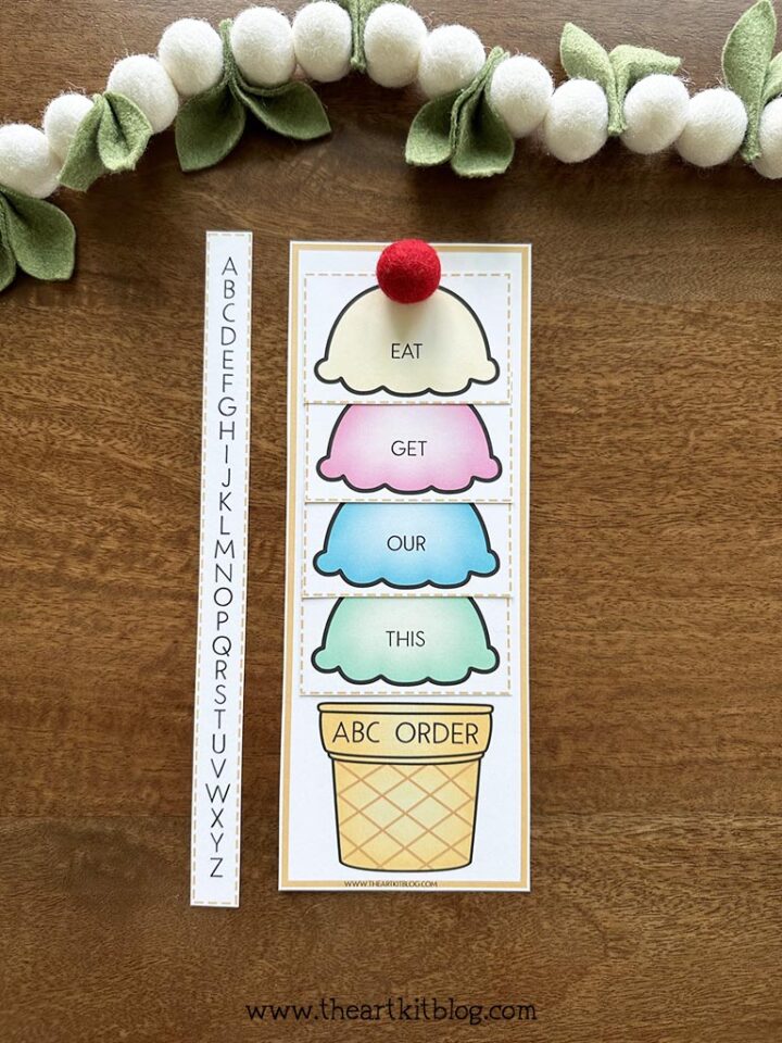 Alphabetical Order - Cute Ice Cream Cones! FREE PRINTABLE - The Art Kit
