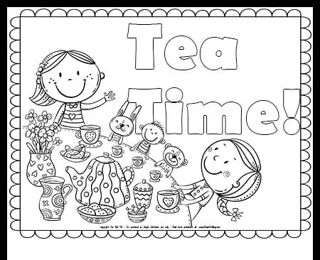 Cute Tea Time Coloring Page {FREE PRINTABLE!} – The Art Kit