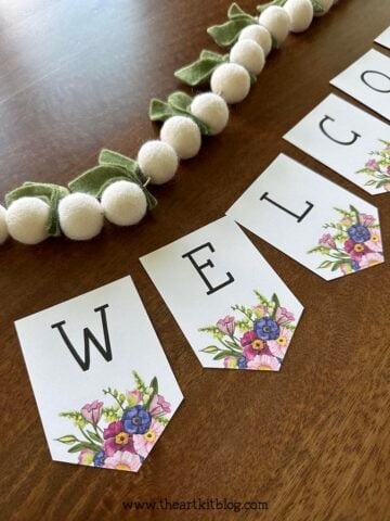 Welcome Banner Printable with Flowers FREE - The Art Kit