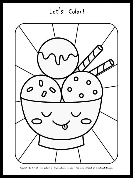 Bowl Of Ice Cream Coloring Page {free Printable} The Art Kit