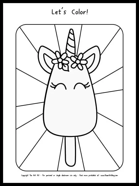 Unicorn Ice Cream Coloring Page {FREE Printable} - The Art Kit