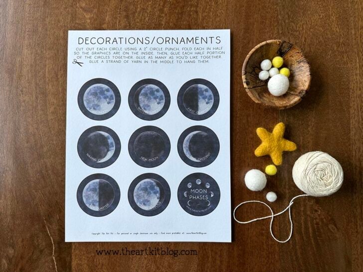 Moon Phases 3D Paper Craft {FREE PRINTABLE} - The Art Kit