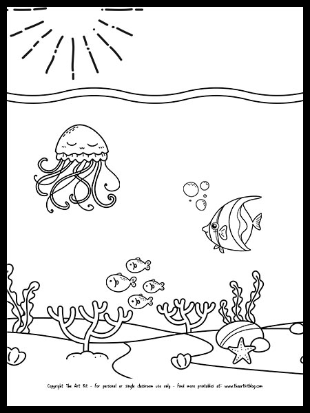 FREE Printable Ocean Coloring Page - The Art Kit