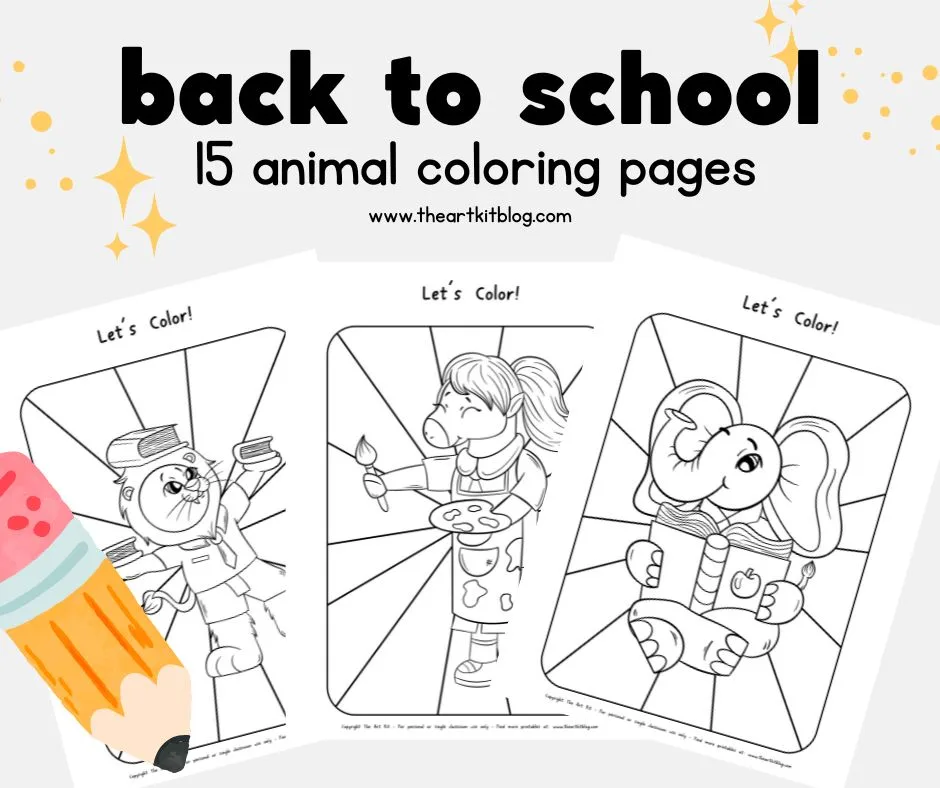Back to School Animal Coloring Pages FREE PRINTABLE! - The Art Kit
