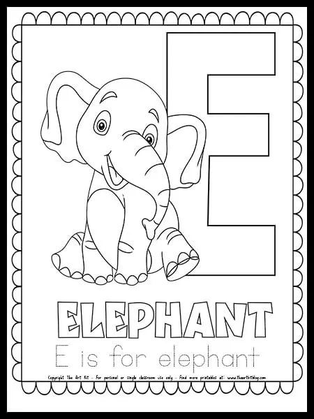 Letter E Coloring Pages