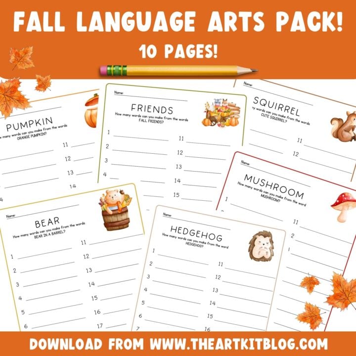 10 FREE Printable Language Arts Worksheets for Fall! - The Art Kit