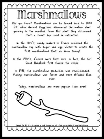 National Toasted Marshmallow Day: FREE Printable Coloring Page with Fun ...